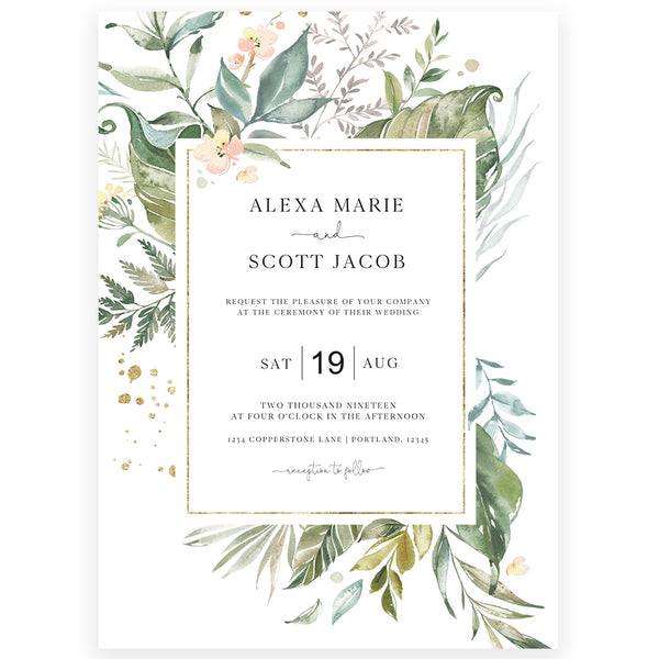 Modern Greenery Wedding Invitation | Forever Your Prints