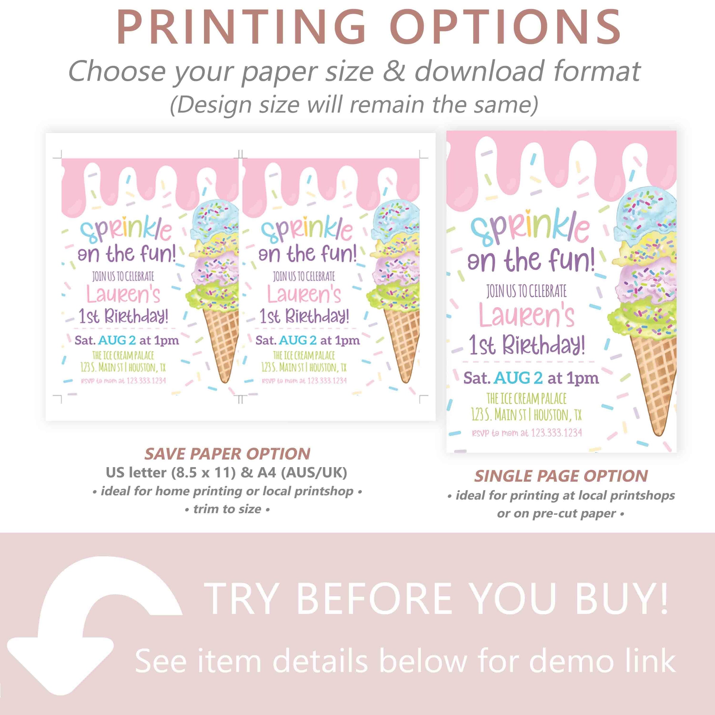 Ice Cream Party Invitation